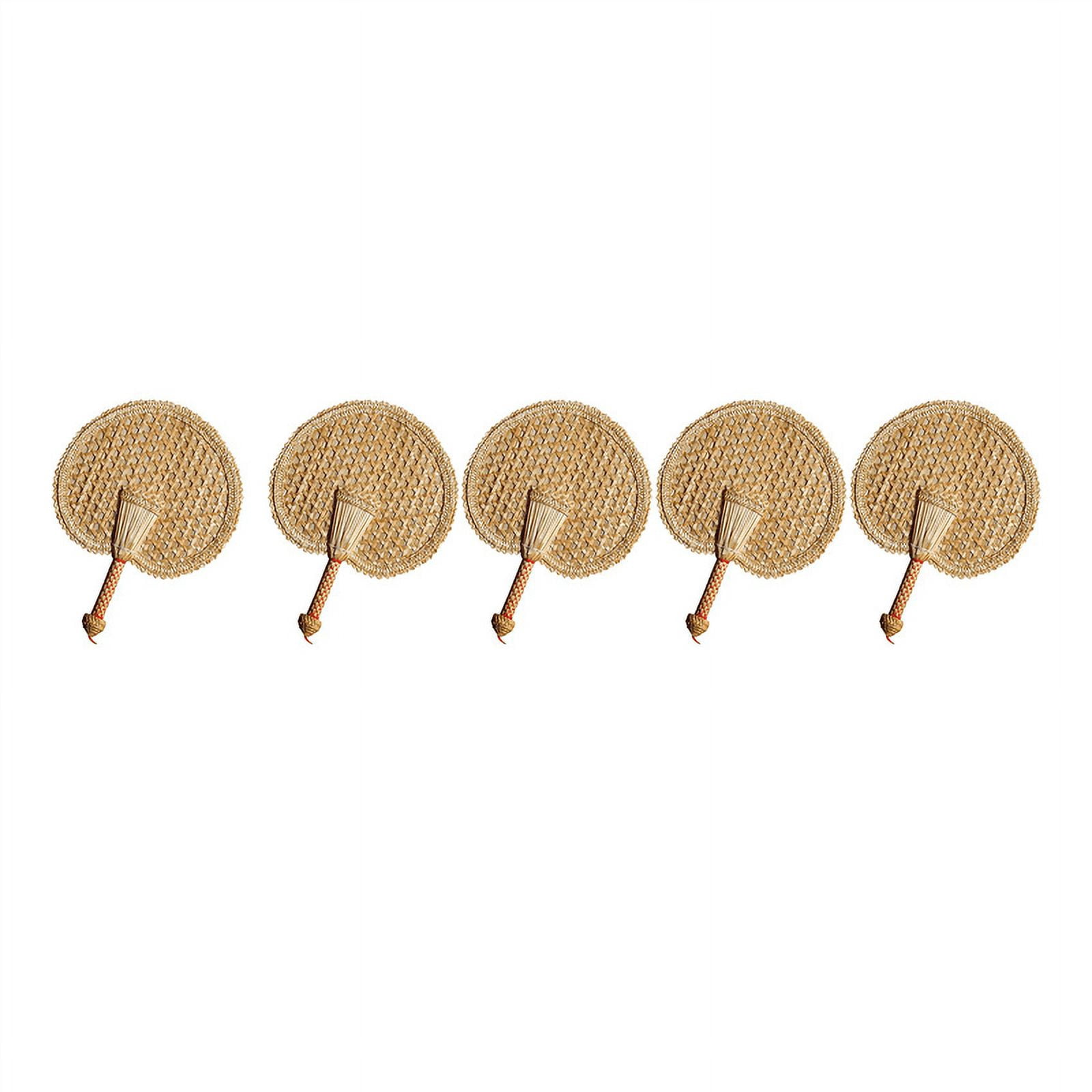 5X Hand-Woven Woven Straw Hand Fan Old Summer Natural Environmentally ...