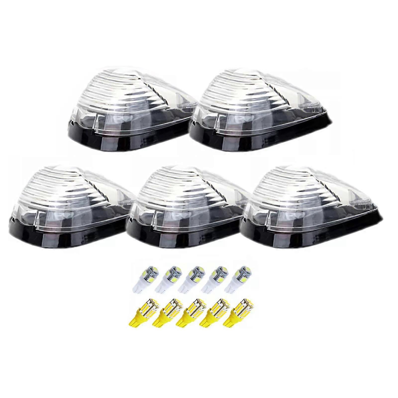 5X LED Cab Roof Marker Lights Kit Clear Lens, Waterproof, Fit for 99-16 ...