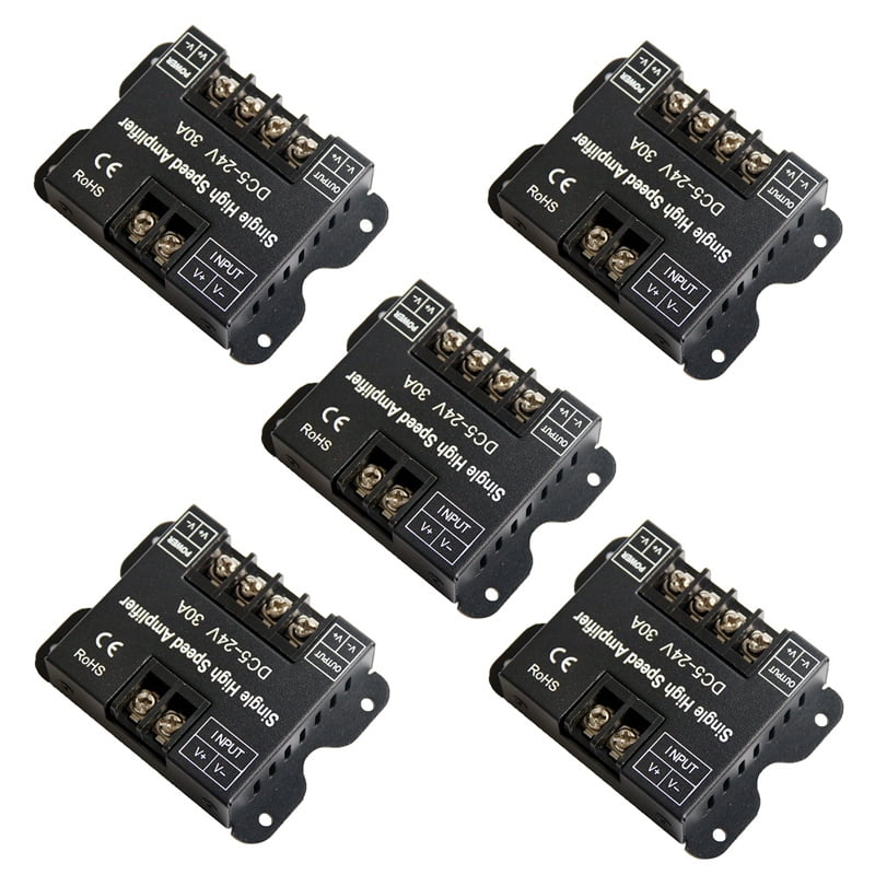 5X LED Strip Amplifier 30A DC5V -24V Single High Speed Amplifier for ...