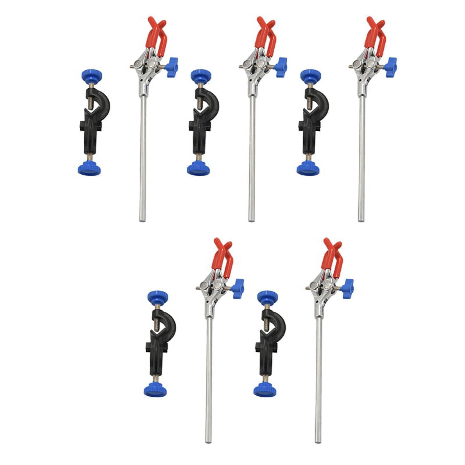 5X Lab Clamp 3 Finger Style Rubber-Coated Head A Black Laboratory Stand ...