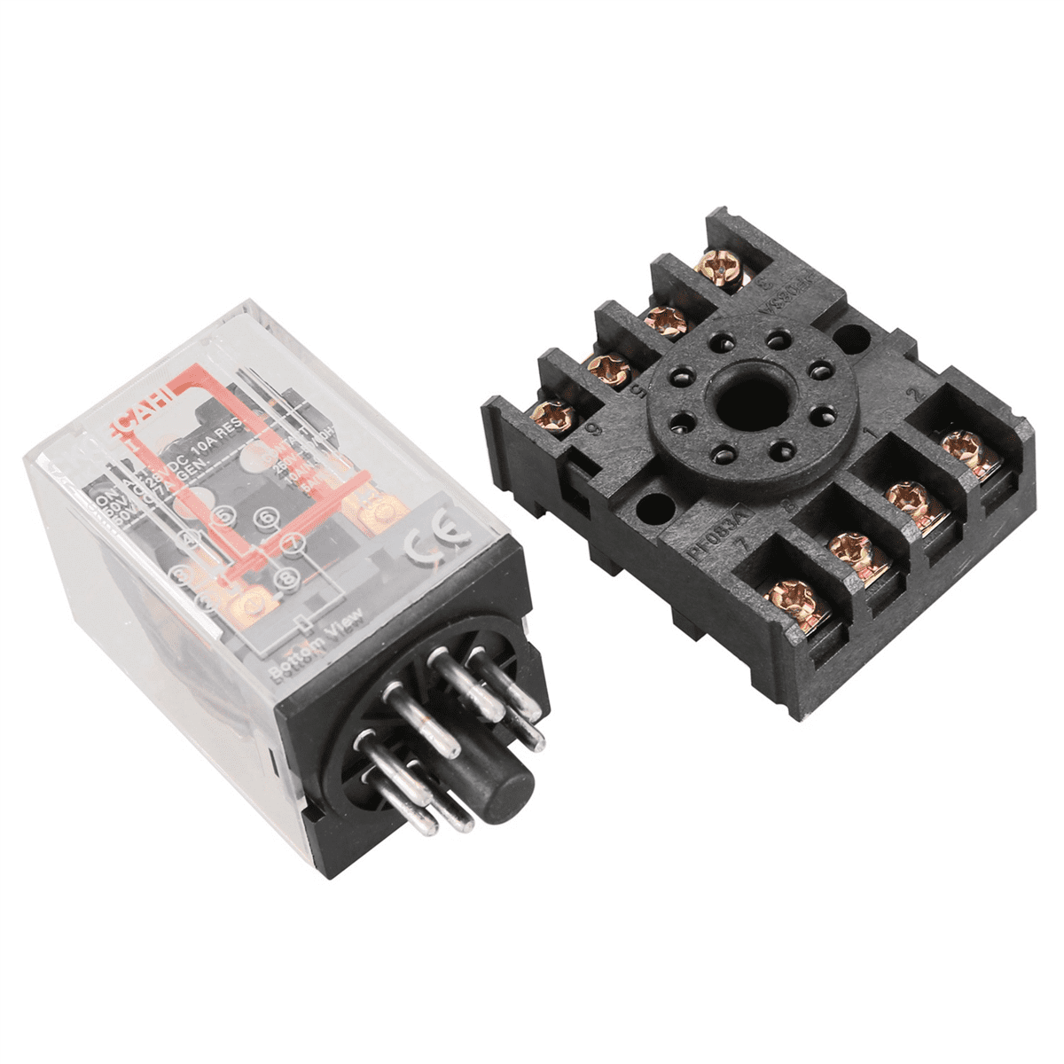 5X MK2P-I Clear Shell DPDT AC220V Coil Power Relay Socket Base ...