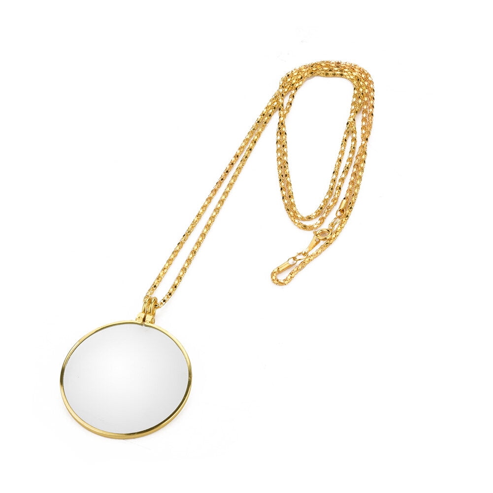 5X Magnifier Monocle Lens Necklace Magnifying Glass Loupe (Gold ...
