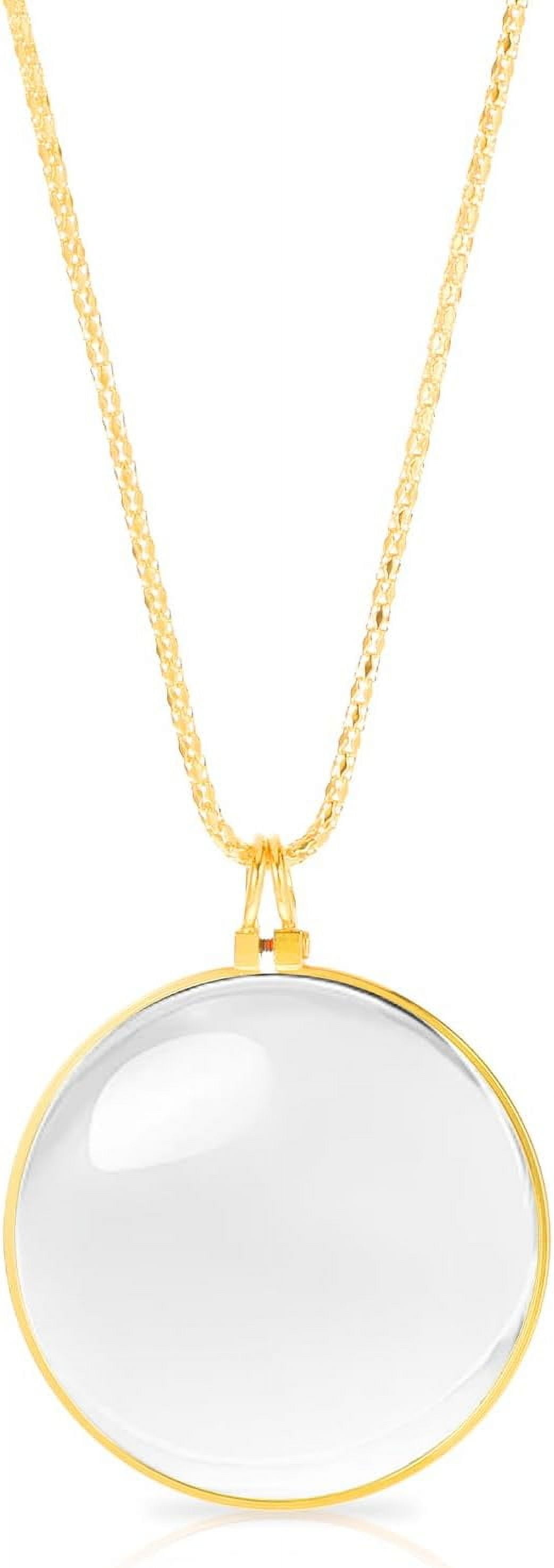 5X Magnifier Necklace Pendant Lens Glass Magnifier Monocle Portable ...