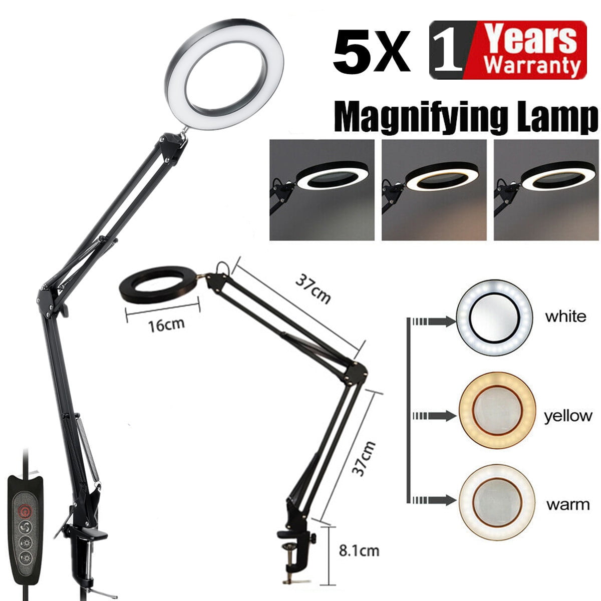 5x Magnifying Glass With Light Lighted Magnifying Glass Magnifying Lamp 3 Color Modes Stepless