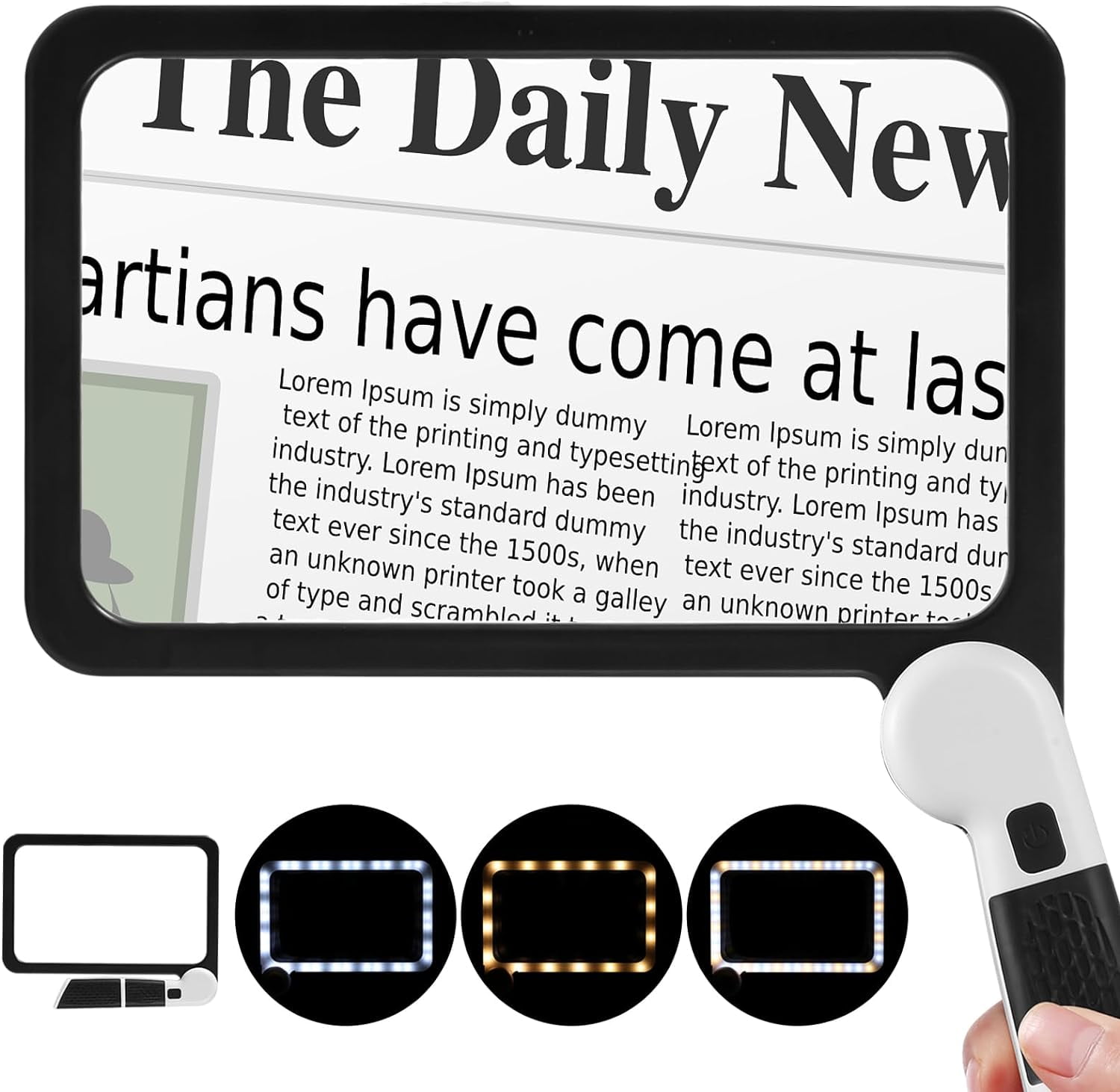 5X Magnifying Glass with Light, Lightweight Full Page Magnifier for ...