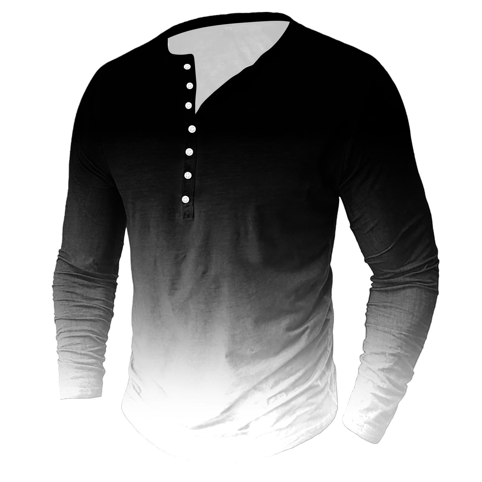 5X Mens T Shirts Big & Tall S-5XL Plus Size Long Sleeve Tshirts Shirt Button Crewneck Pullover ...