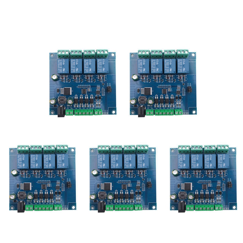 5X Modbus Rtu 4 Ch Relay Module Input 485 Ttl Uart Communication 4-Channel Input 7-24V Relay ...