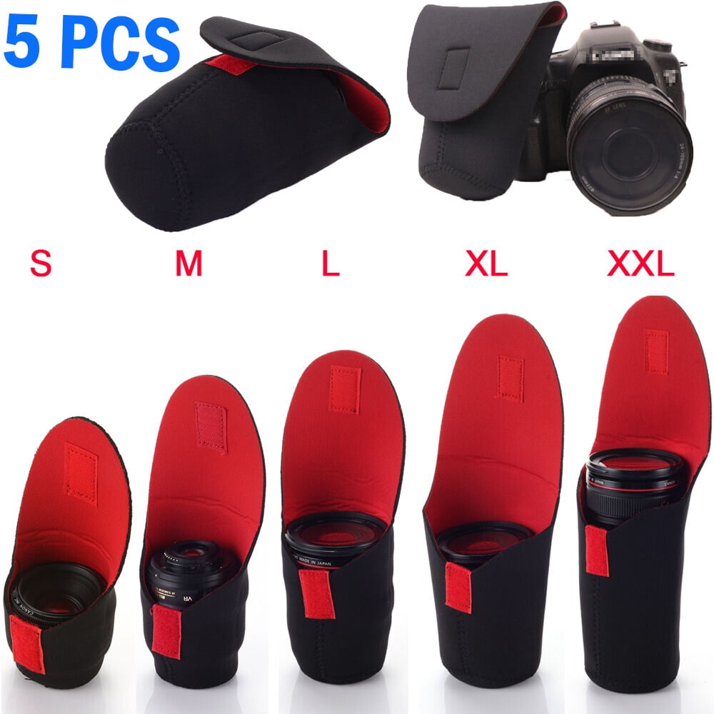 5X Neoprene DSLR Waterproof Camera Lens Soft Protector Pouch Bag Case ...