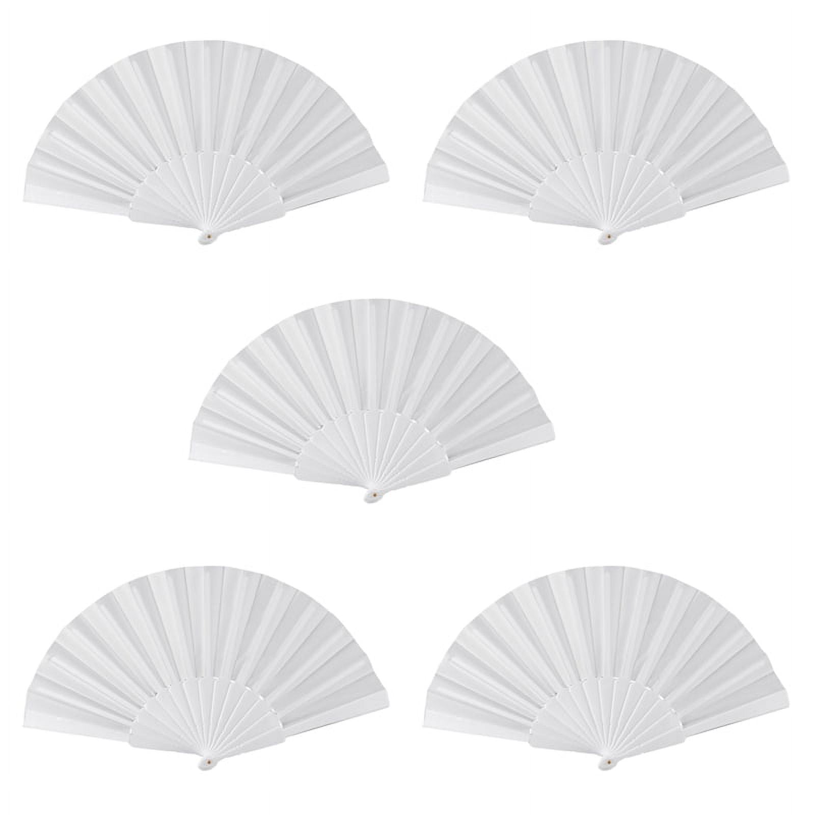 5X Plastic Fabric Hand Foldable Fan for Ladies Men White - Walmart.com