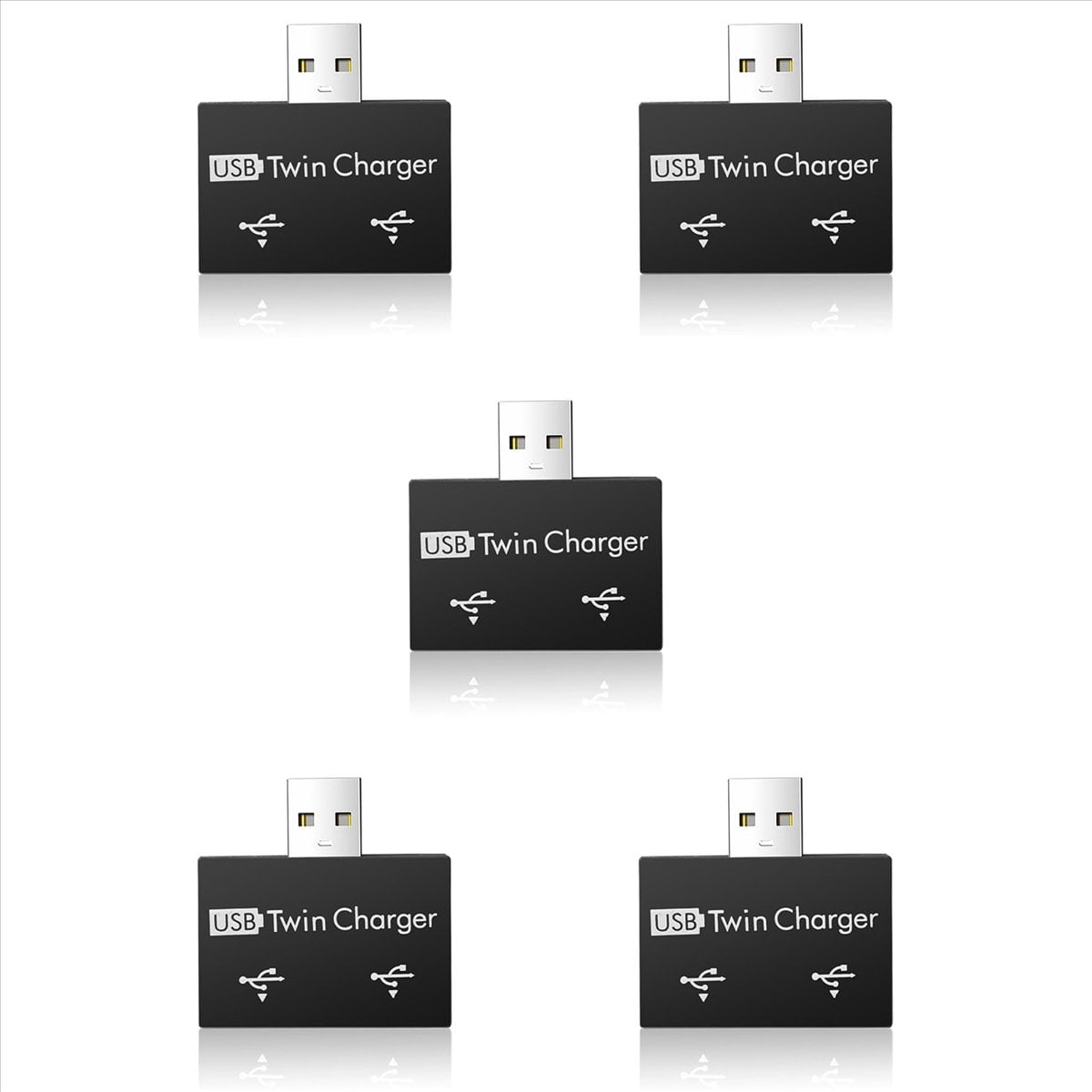 5X Portable Mini USB Hub to 2 Port Charger Adapter Splitter Dual ...