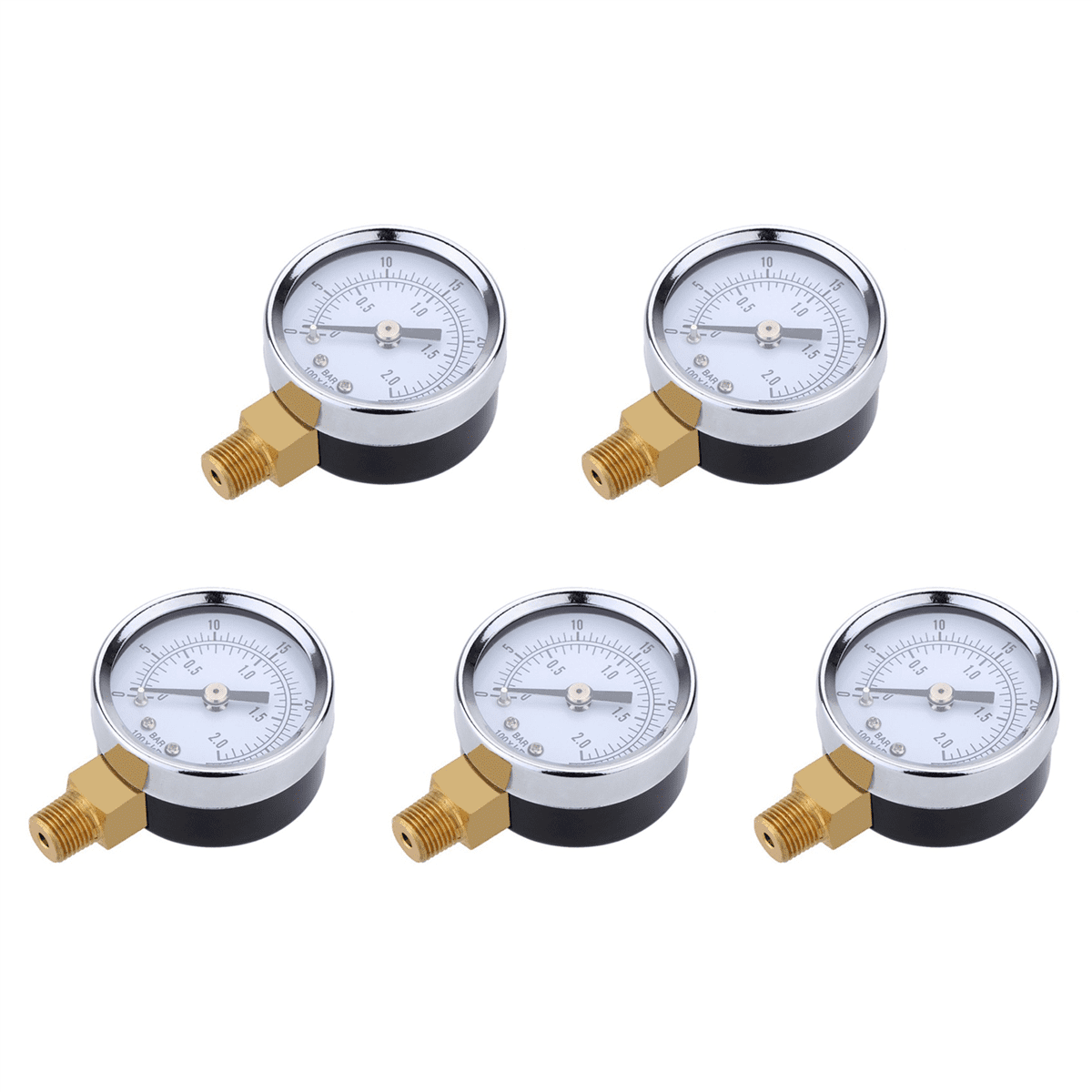 5X Pressure Gauge - 0 - 30 Psi 0 - 2 Bar Dial Gauge Compressor Meters ...