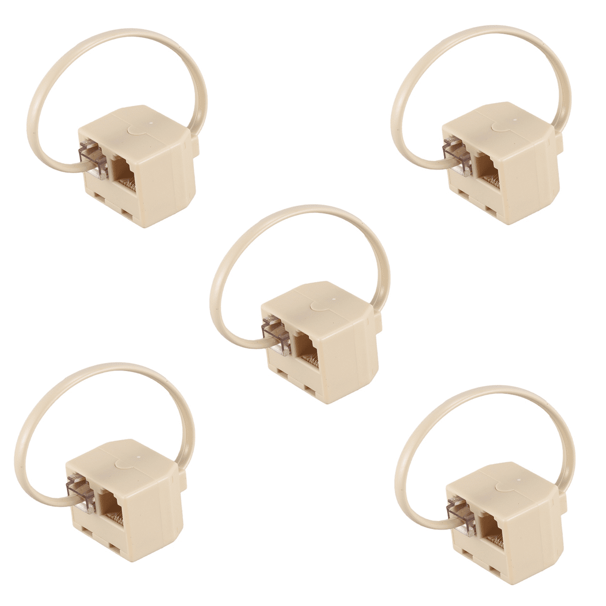 5X RJ11 6P4C 2 Way Outlet Telephone Jack Line Splitter Adapter Beige ...