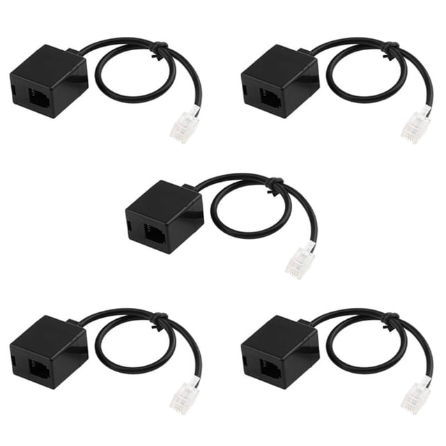 5X RJ9 4P4C Male to Double Female Port Connector Headset Adapter ...