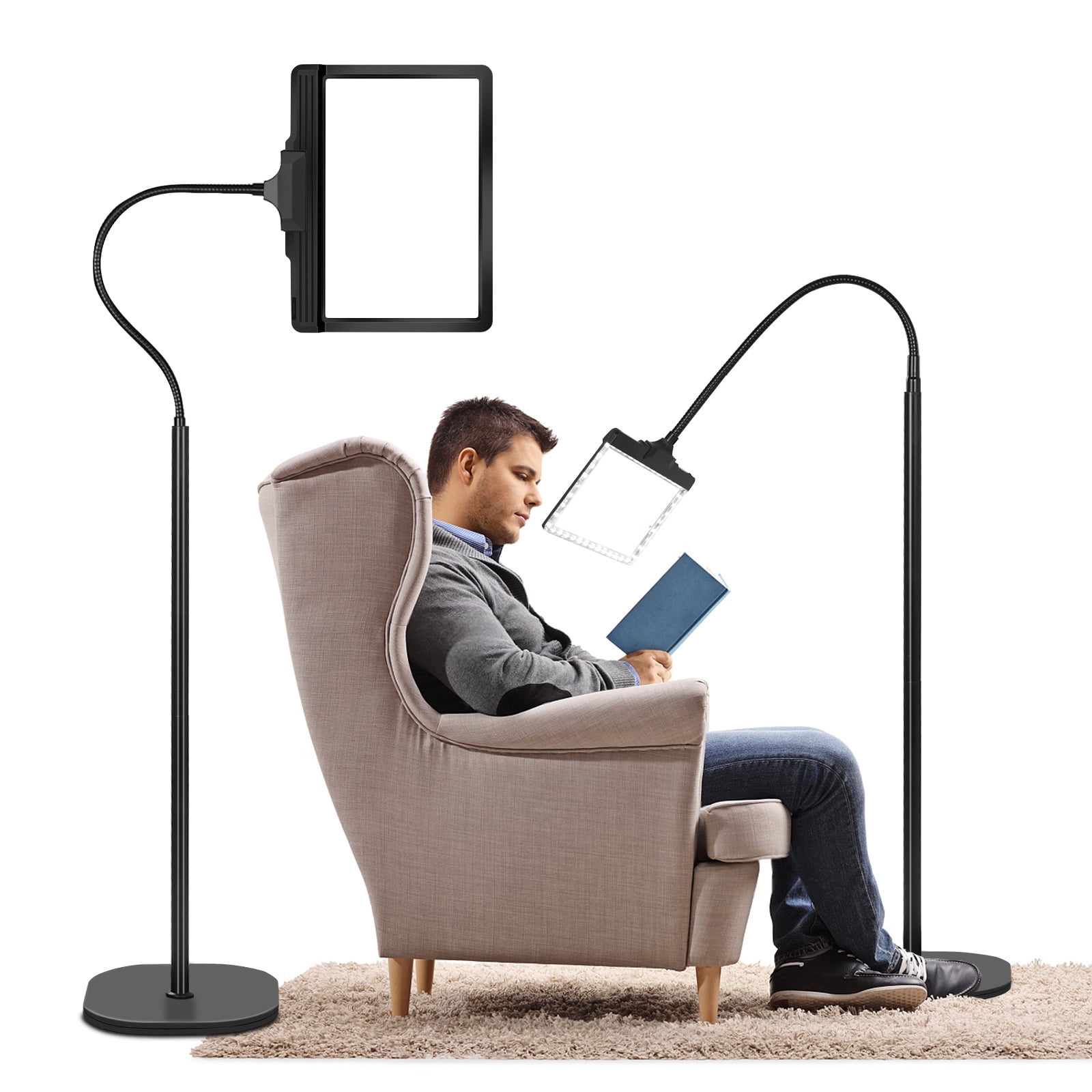 5X Rechargeable Magnifying Glass with Light & Stand, 43 LED, 2-in-1 ...