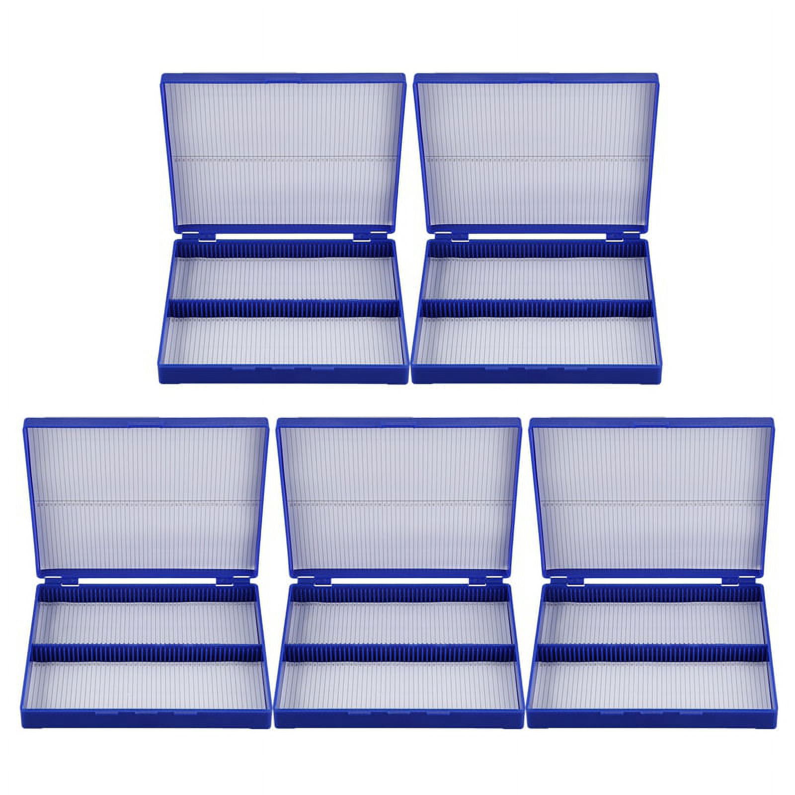 5X Royal Blue Plastic Rectangle Hold 100 Microslide Slide Microscope ...