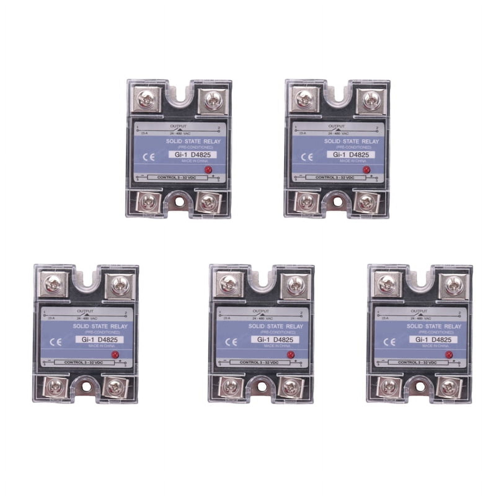 5X SSR 25A 3-32V DC to 24-480V AC Single Phase Solid State Relay DC ...