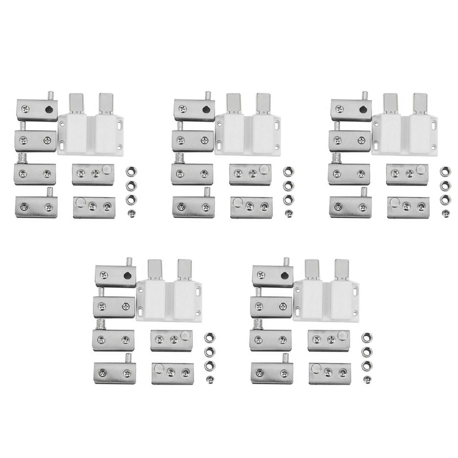 5X Stainless Steel Glass Door Pivot Hinge Double Magnetic Catch Set for ...