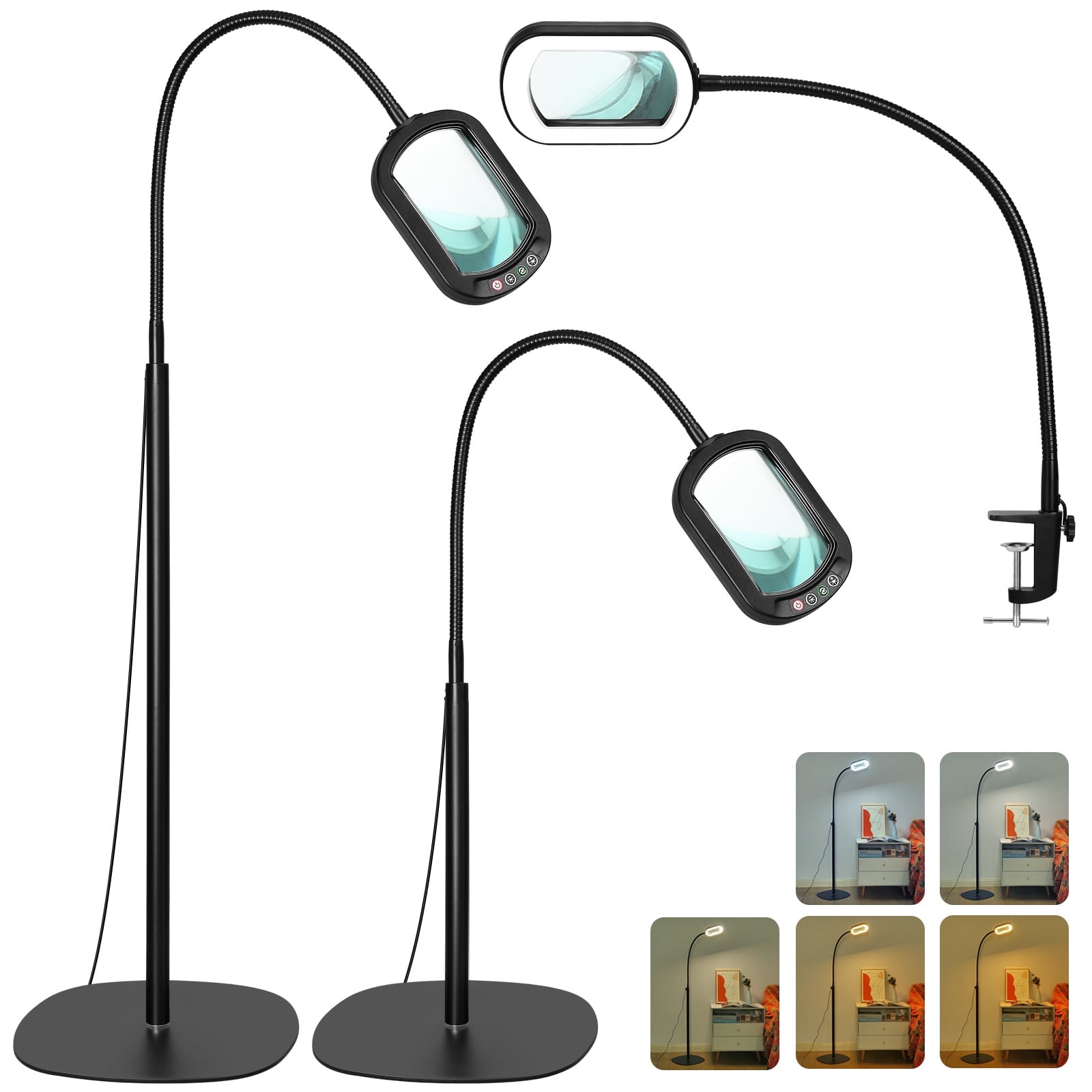 10X Rectangular Magnifying Glass with Light and Stand, 24" Flexible ...