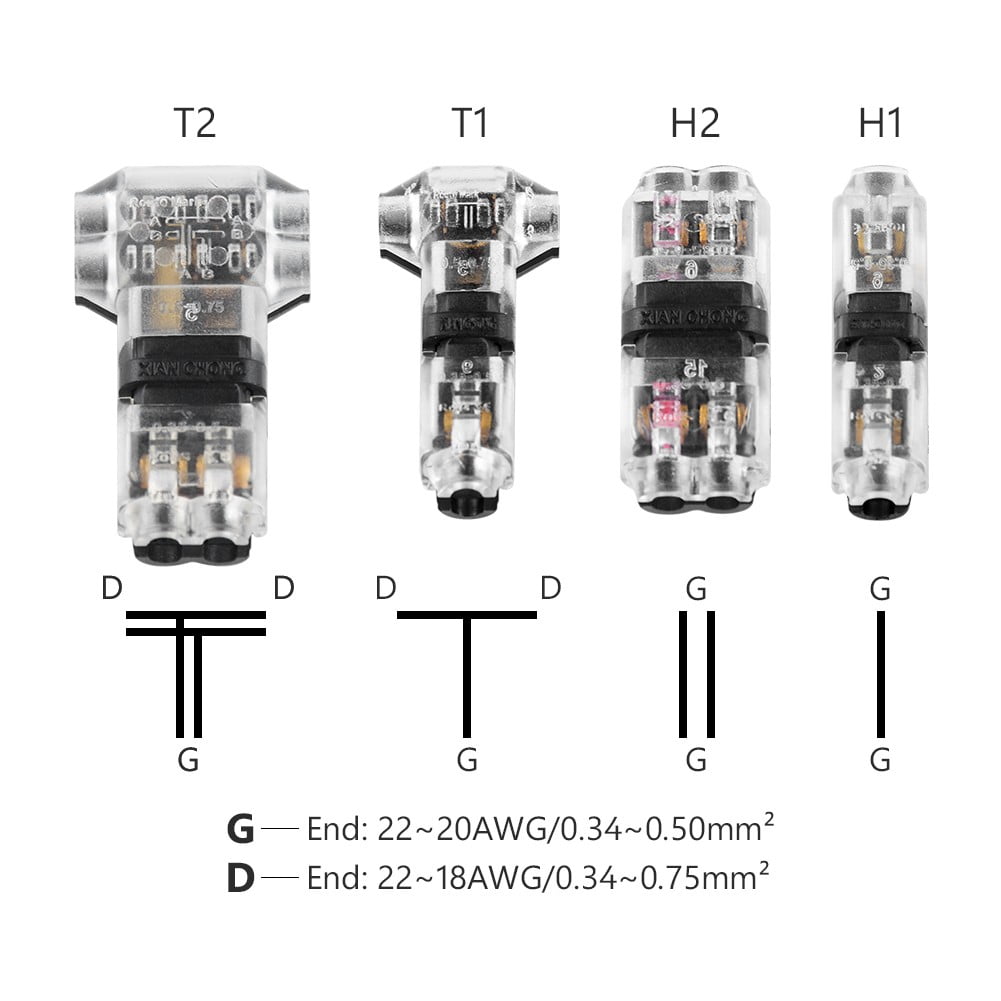 5X T Tap Splice Wire Connectors Low Voltage I Type Terminal Crimp No ...