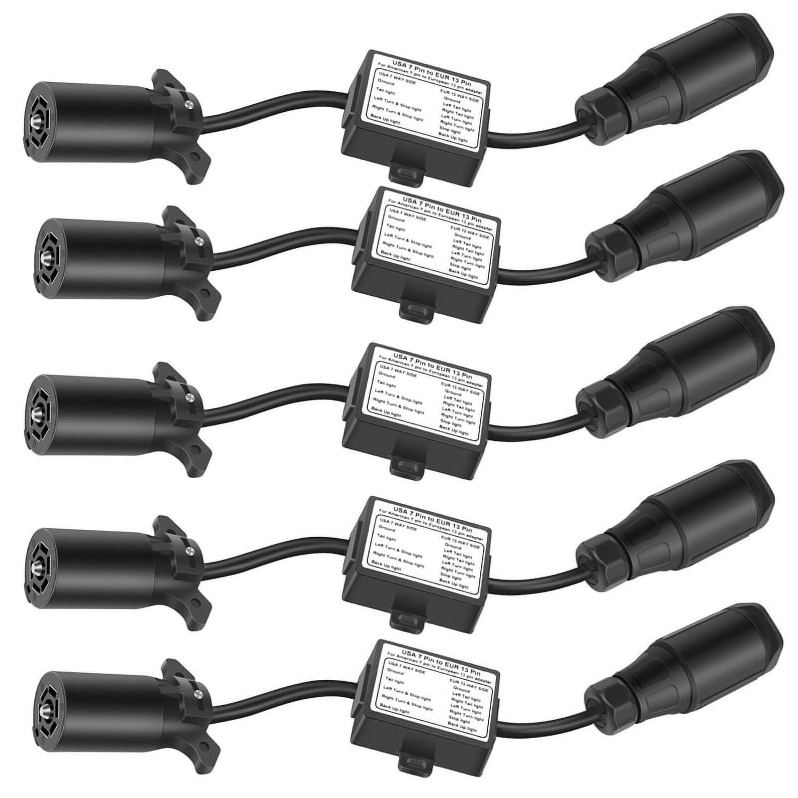 5X USA to European Trailer Light Converter 7 Way Flat Socket (US ...