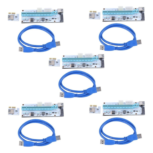 5X Ver 008S PCI-E Riser Express 1X to 16X USB 3.0 Image Mining ...