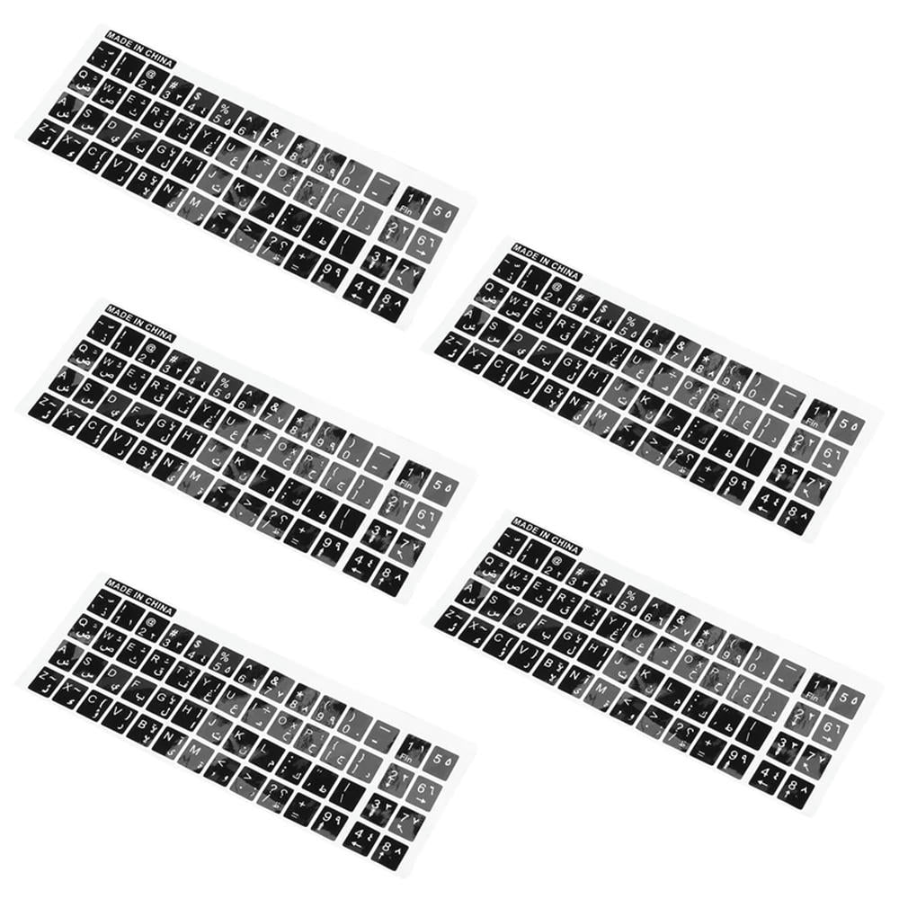 5X White Letters Arabic English Keyboard Sticker Decal Black For Laptop ...