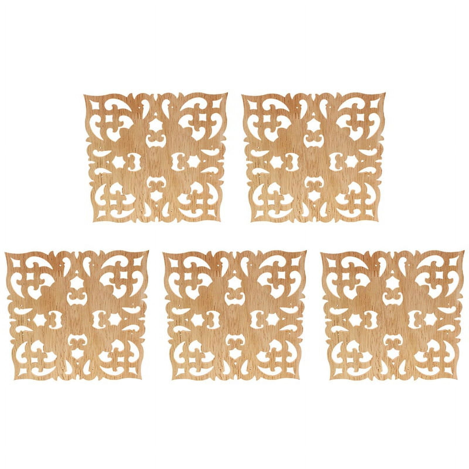 5X Wooden Decal Supply European-Style Applique Real Wood Carving ...
