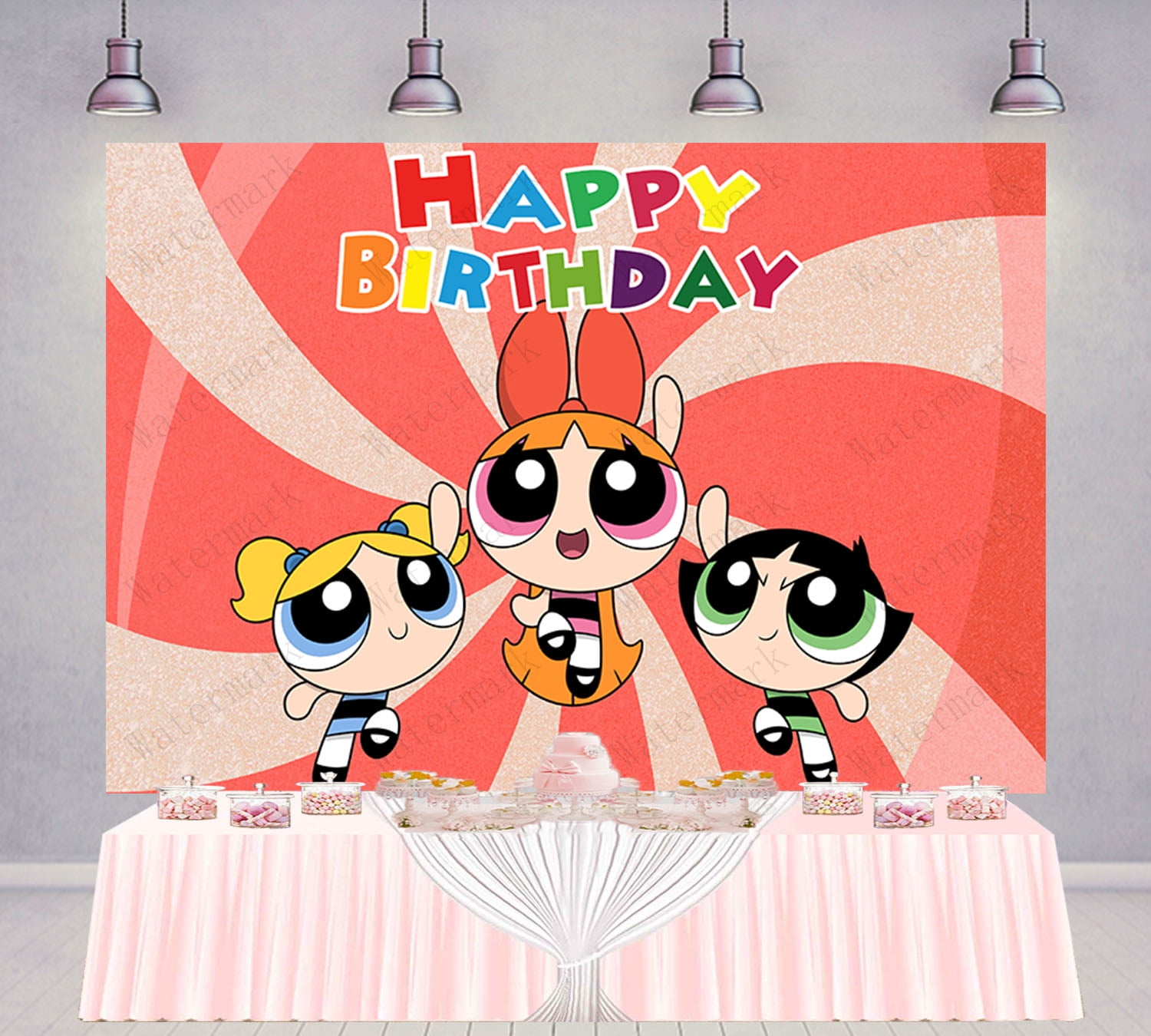 5X3 FT Power Girls Birthday Party Backdrop, Cartoon Power Girls ...