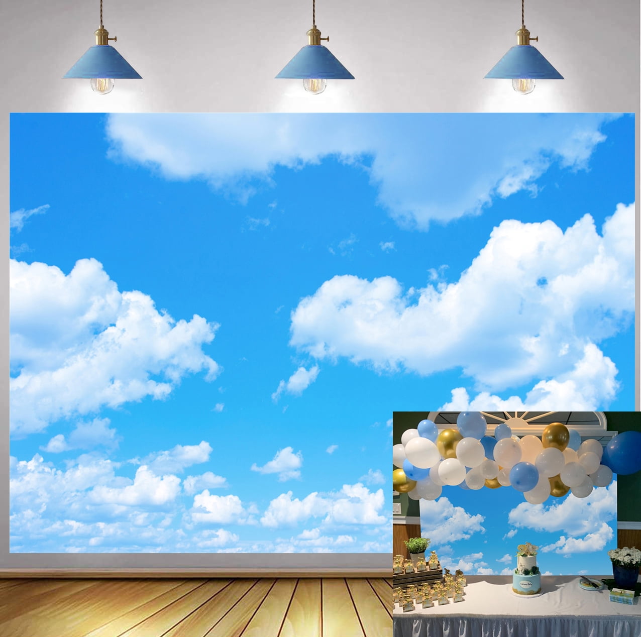 5X3FT Blue Sky White Clouds Background Photo Backdrops Sunshine Sky ...