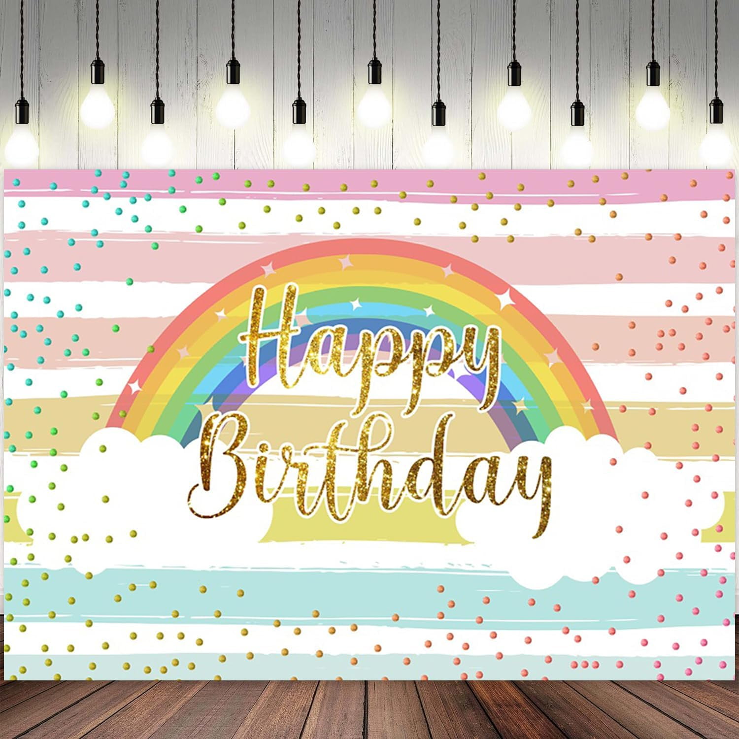 5X3Ft Happy Birthday Backdrop Rainbow Theme Photography Background ...