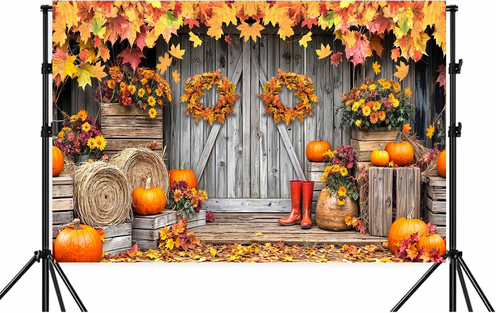 5X3ft Fall Barn Wood Door Photography Backdrop Autumn Western Forest ...