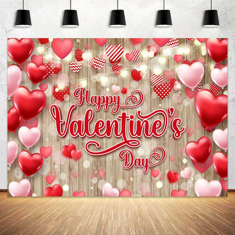 5X3ft Valentine's Day Photography Backdrops, Vintage Rustic Wood Red ...