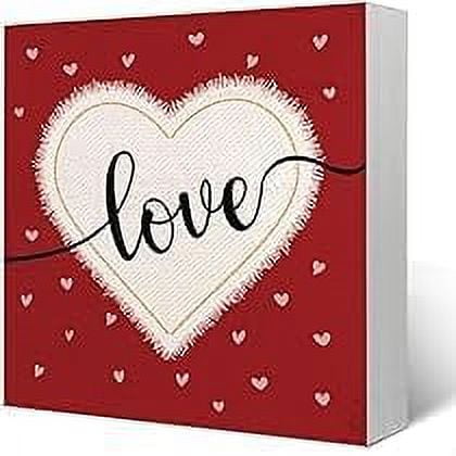 5X5 Inch Red Valentines Day Decor Wood Box Sign,Heart Love Romantic ...