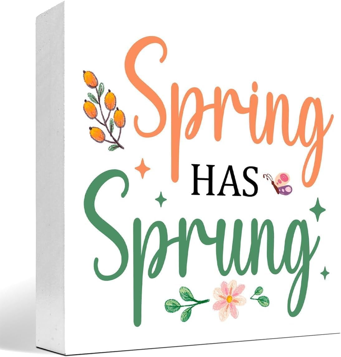 5X5 Inch Spring Desk Decor,Spring Wooden Block Sign,Funny Spring Plaque ...