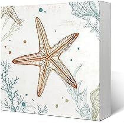 5X5 Inch Starfish Decor Sign,Ocean Bathroom Decor, Ocean Wooden Box ...