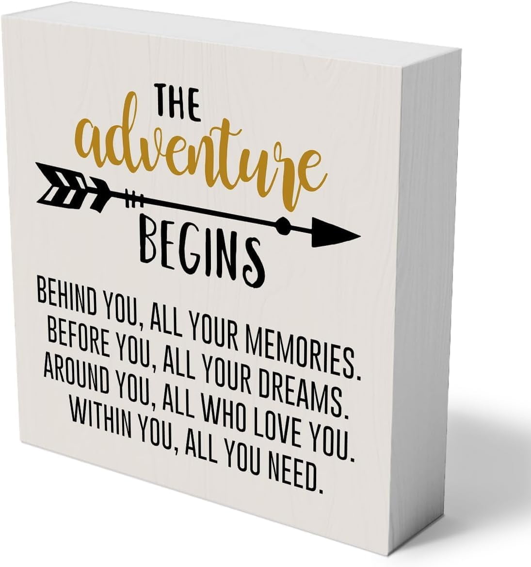 5X5 Inch The Adventure Begins Wooden Box Sign Home Camping Wall Decor ...