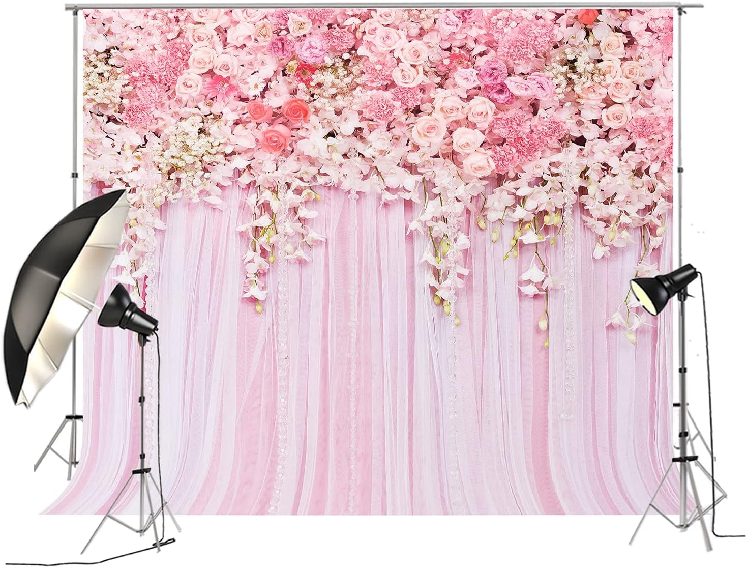 5X6.6Ft Pink Flower Backdrop Photography Backdrop Wedding Backdrop ...