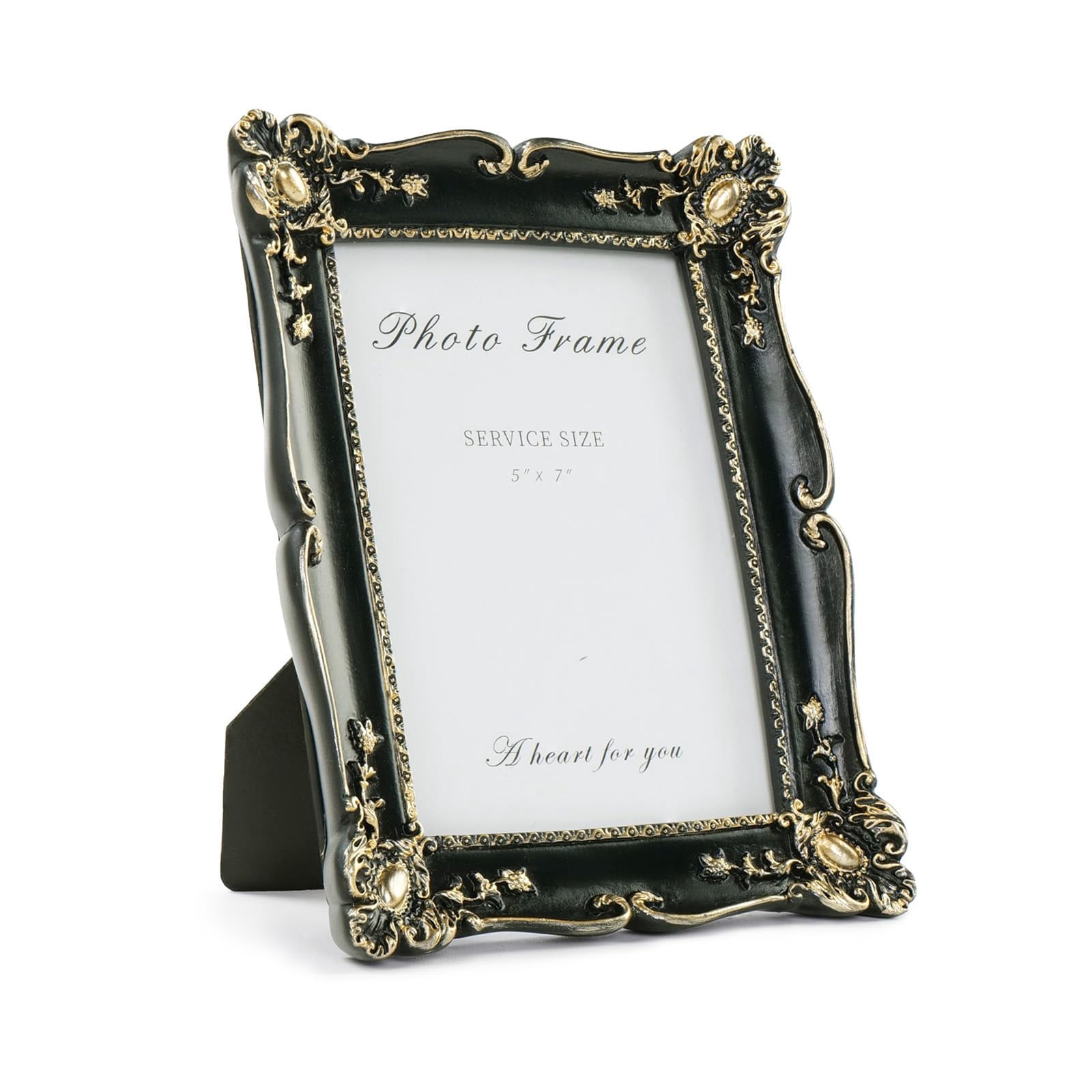 5X7 Black Gold Carve Picture Frame for Tabletop or Wall Display ...