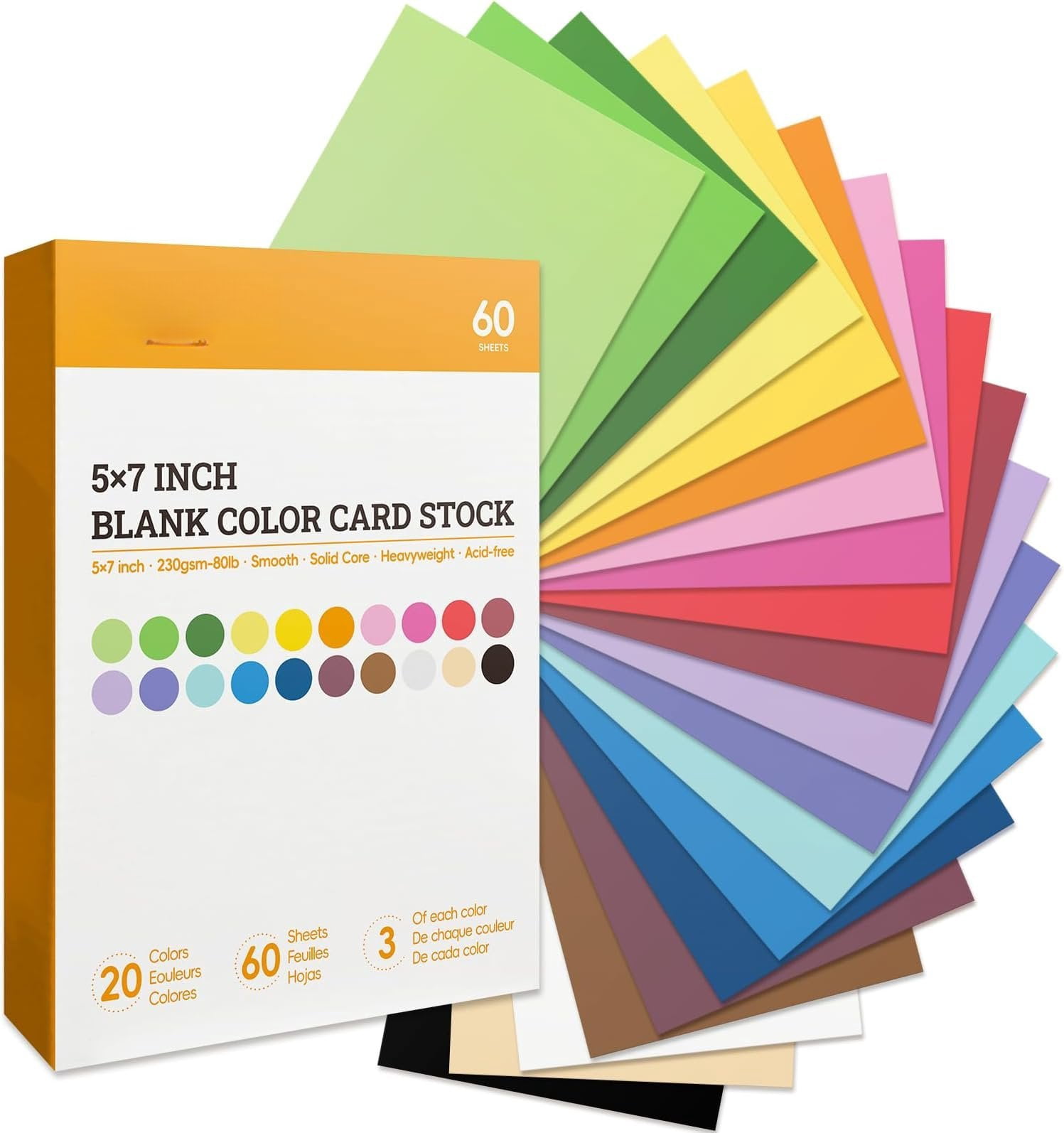 5X7 Colored Cardstock Blank Colored Card Stock Printable 80lb Thick ...