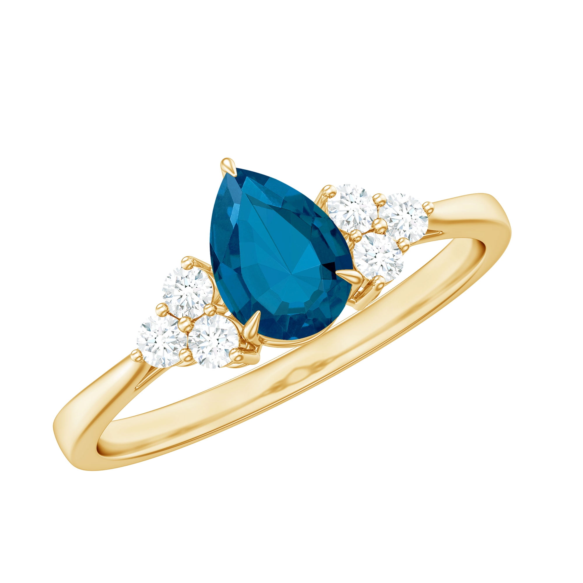 Rosec Jewels London Blue Topaz Pear Shaped Engagement Ring - 5X7 mm ...