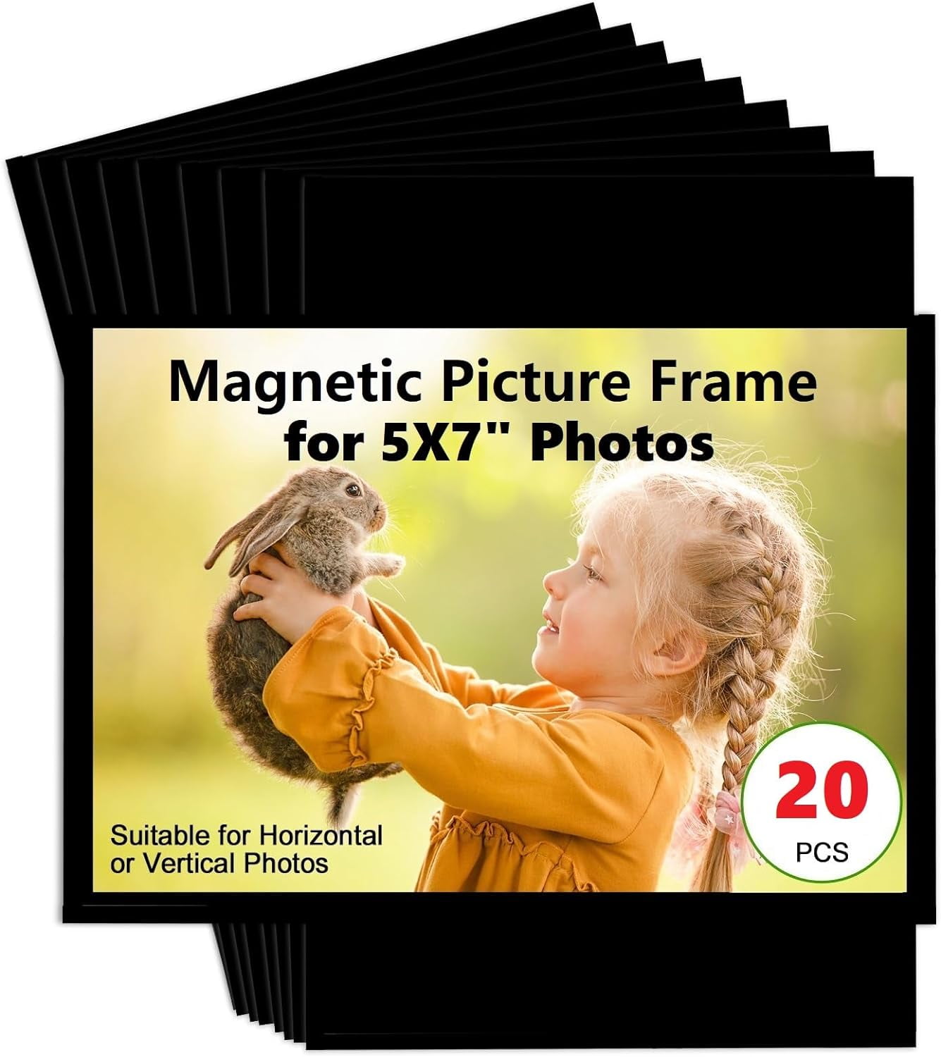 5X7 Magnetic Picture Frame for Fridge-20 Pack,Black Magnets Photo ...