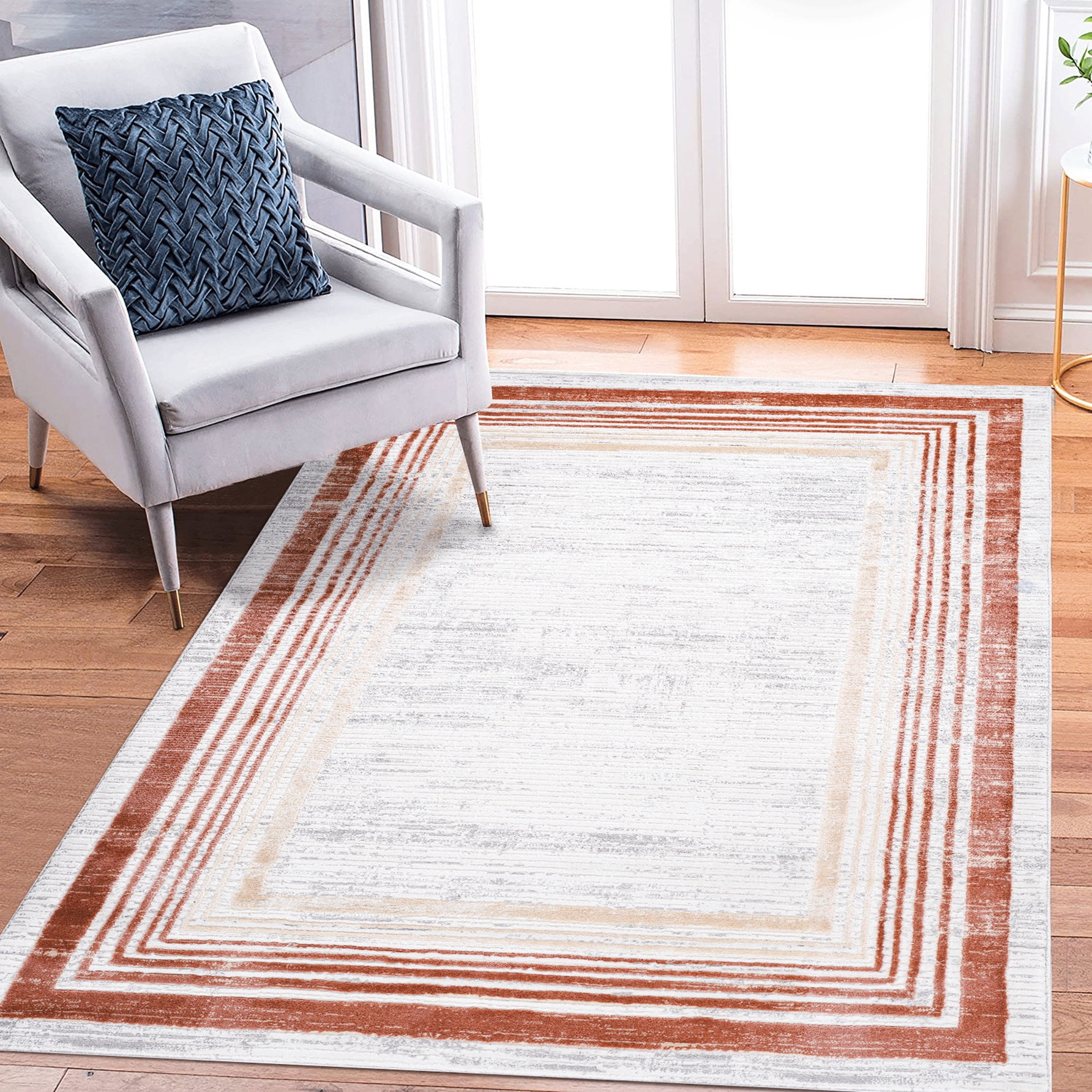 Ivory 5X7 Non-Shedding Rug - Suitable for Entryway, Study and Eat-in ...