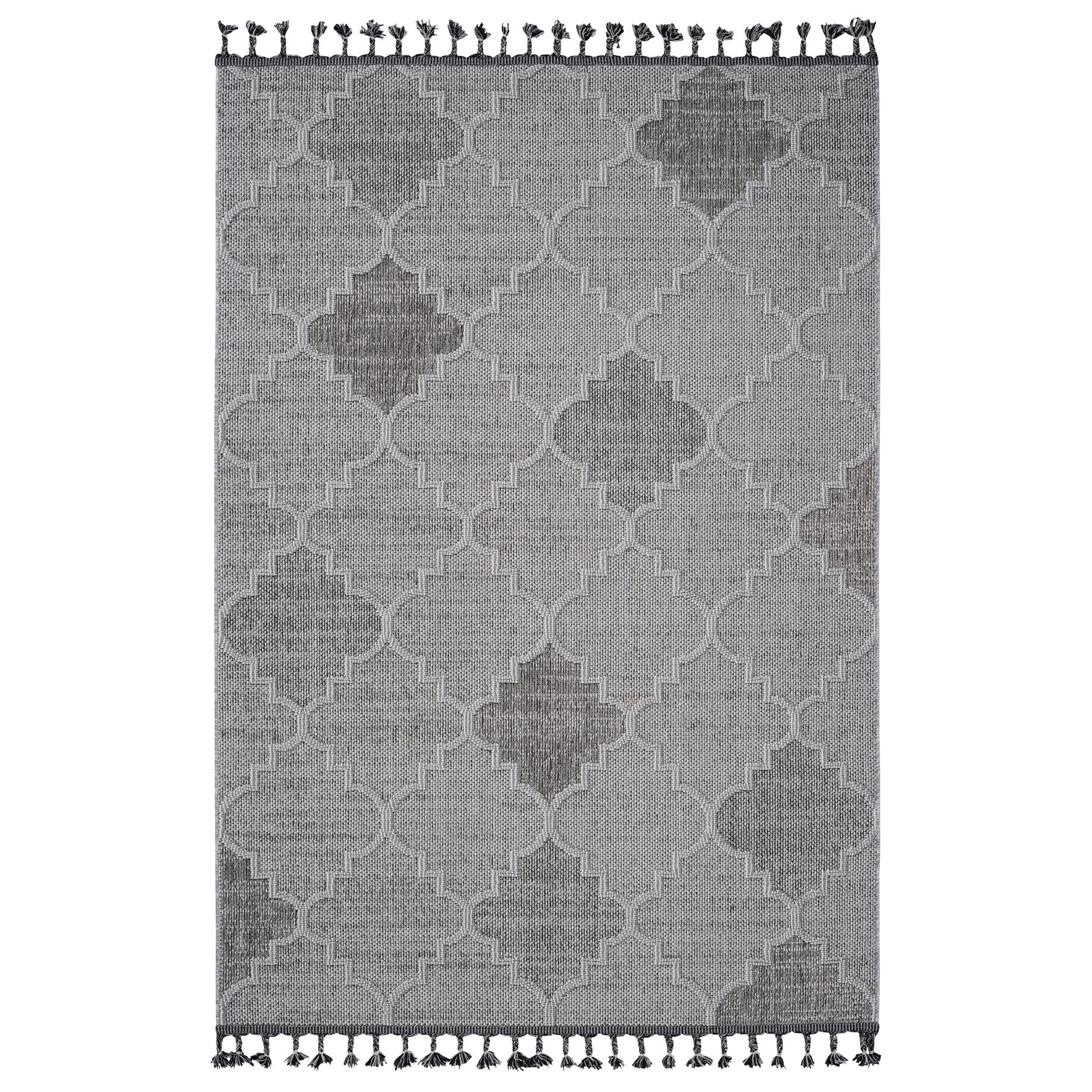 5X7 White/Grey Trellis Area Rug, Medium Pile, Easy Maintenance ...