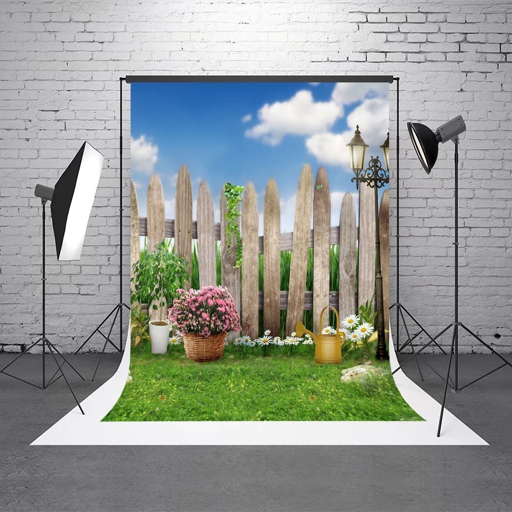 5X7ft Photo Backdrop Garden Fence Backdrop Rustic Backdrop Flower Wall ...