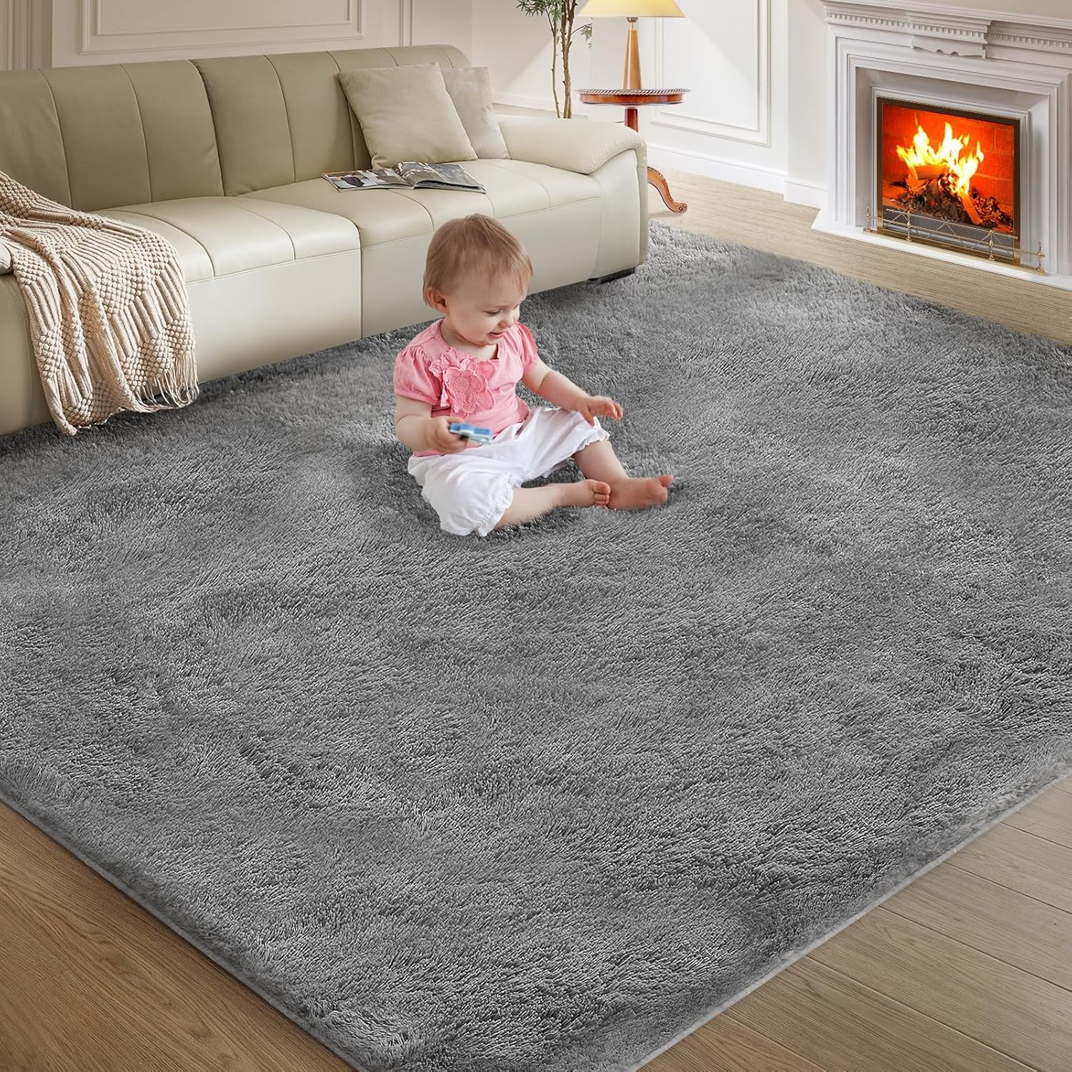 5X8 Ultra Soft Rug for Living Room, 5X8 Fluffy Shag Area Rug for ...