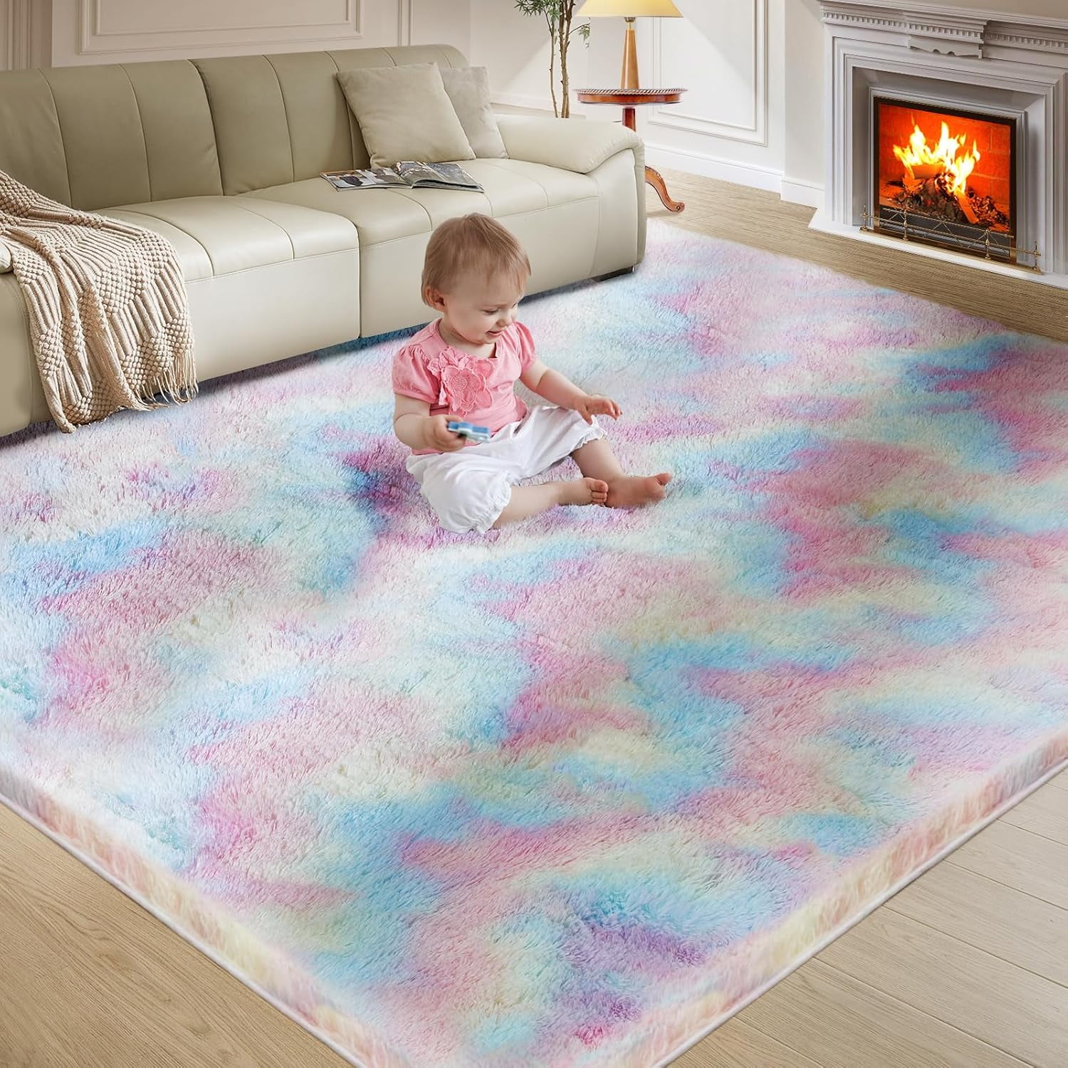 5X8 Ultra Soft Rug for Living Room, 5X8 Fluffy Shag Area Rug for ...