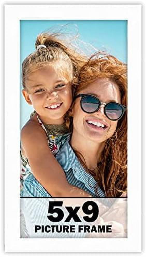 5X9 Frame White Solid Wood Picture Frame Includes UV Shatter Guard ...