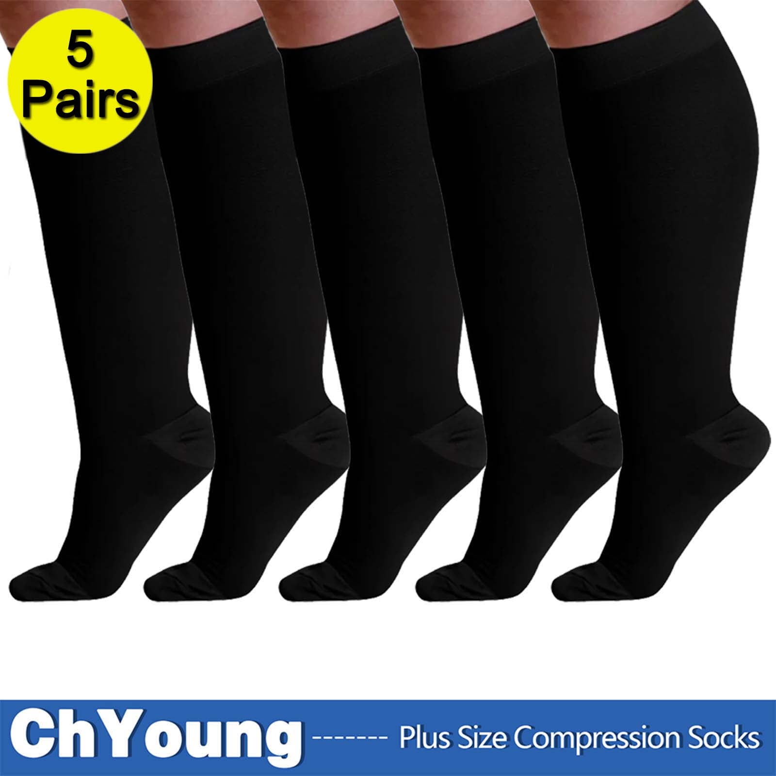 5XL 13 5Pack Plus Size Large Compression Socks for Women Stockings Mens ...