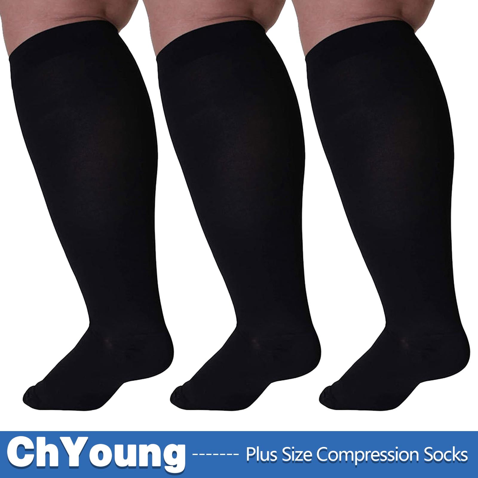 5XL(3Pack) Plus Size Compression Socks for Women Men, 20-30mmHg Extra ...