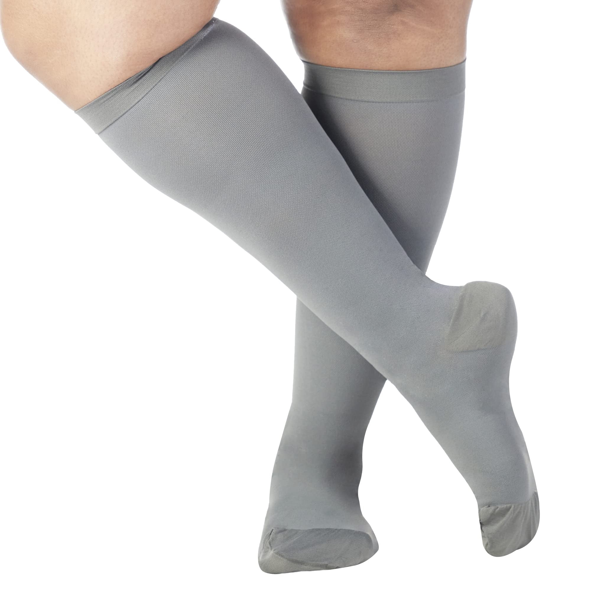 5XL Plus Size Compression Stockings for Women & Men 20-30 mmHg - Grey ...